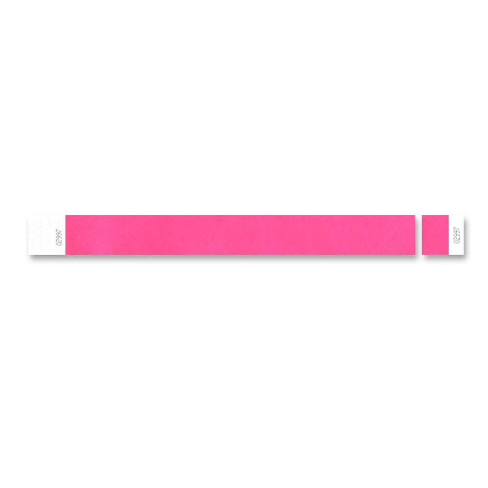 TYVEK WRISTBAND WITH DETACHABLE STUBS - Neon Pink - wristlan